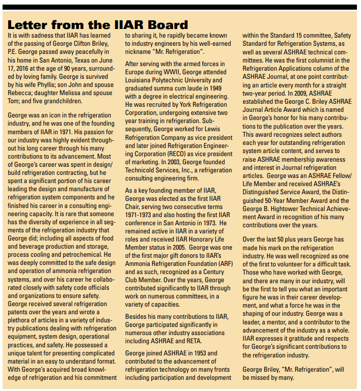 IIAR Remembers: George Briley - IIAR